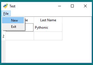 Python How To Use Pyqt Table And Menu At The Same Time Stack Overflow