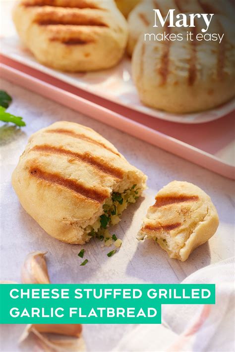 Cheese Stuffed Grilled Garlic Flatbread Recipe