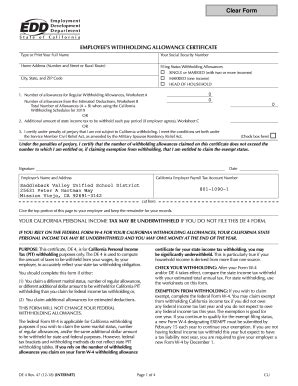 2018 Form Svusd De 4 Blank Fillable Template Fill Out Print