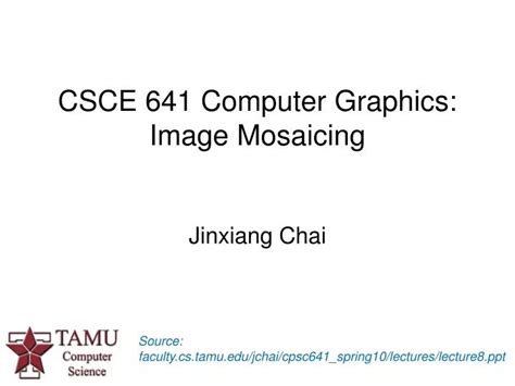 Ppt Csce 641 Computer Graphics Image Mosaicing Powerpoint