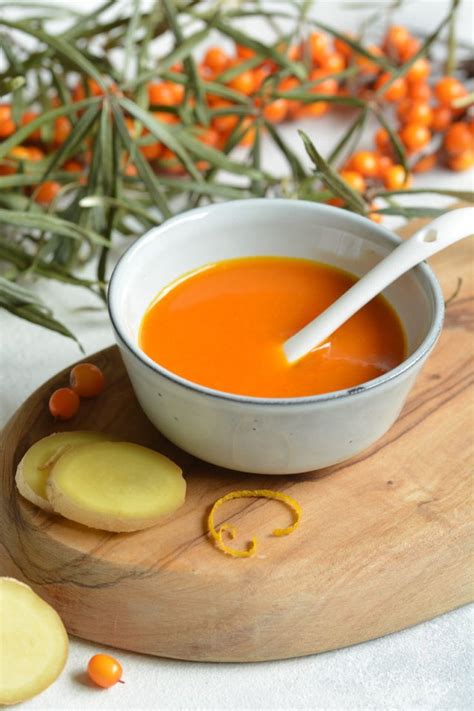 Sea Buckthorn Sauce With Ginger And Orange Zest Berries And Lime
