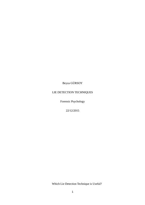 Pdf Literature Review About Lie Detection Techniques