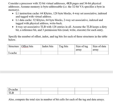 Solved Consider A Processor With 32 Bit Virtual Addresses