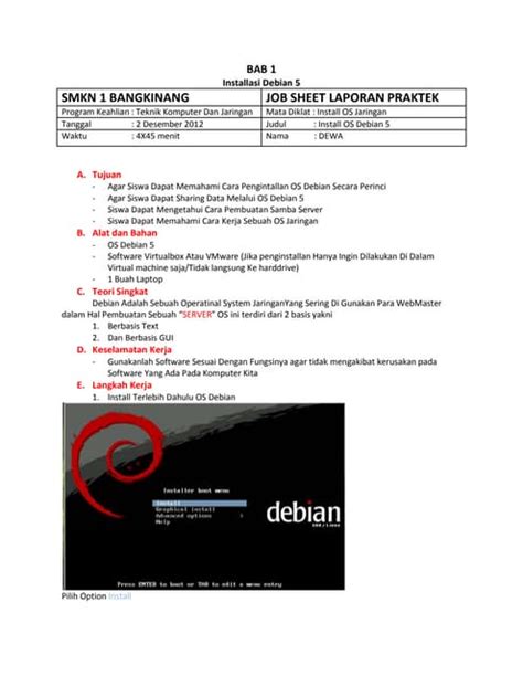 Install Os Debian Dan Samba Server Docx