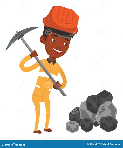 Miner Working With Pickaxe Vector Illustration Stock Vector Illustration Of Ethnicity Human