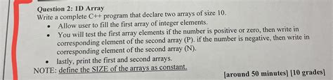 Solved Question 2 1d Arraywrite A Complete C ﻿program