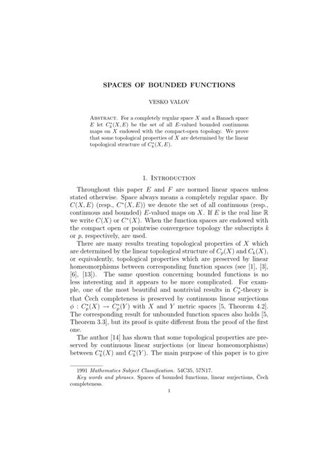 Pdf Spaces Of Bounded Functions