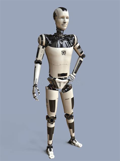Futuristic Humanoid Robot 3d Illustration Stock Illustration