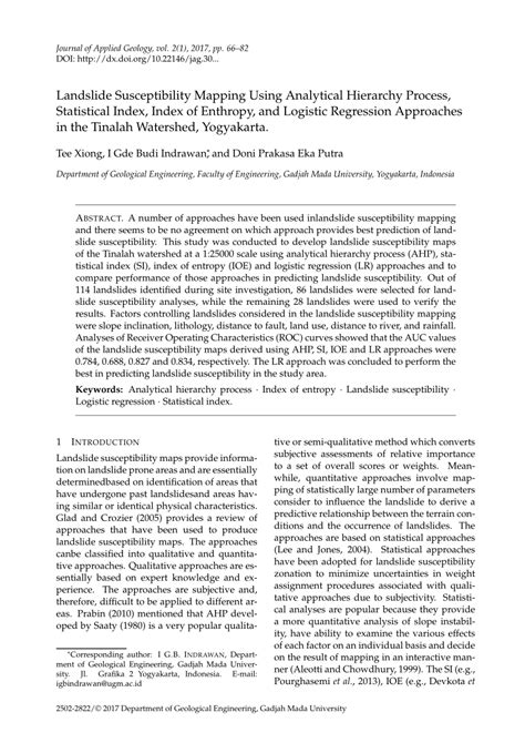 Pdf Landslide Susceptibility Mapping Using Analytical Hierarchy