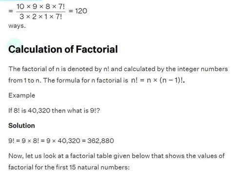 Factorial Formula