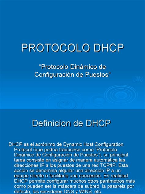 Presentacion Protocolo Dhcp Pdf Dirección Ip Red De Computadoras