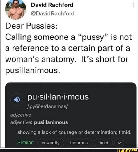 david rachtord davidrachtord dear pussies calling someone a pussy