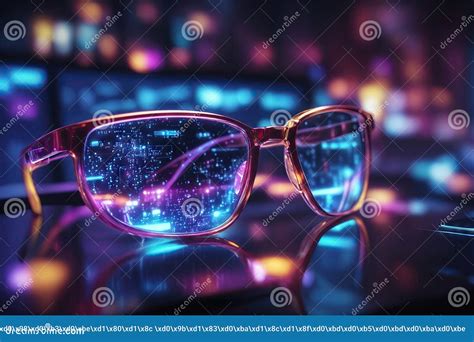 Virtual Screen Smart Glasses With Futuristic High Tech Interface