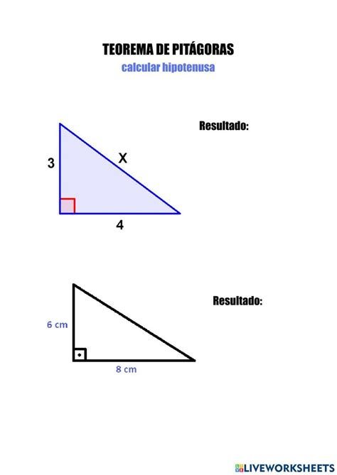 Teorema De Pitágoras Interactive Worksheet For 1º Eso Live Worksheets