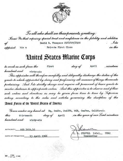 Usmc Certificate Of Commendation Template