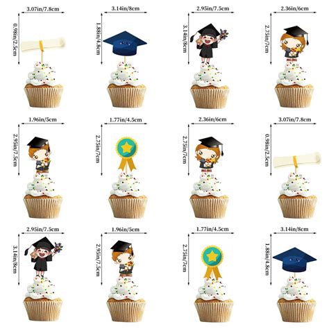 Hacpiu 2026 Graduation Cupcake Toppers Decor Cartoon Graduate Grad Cap