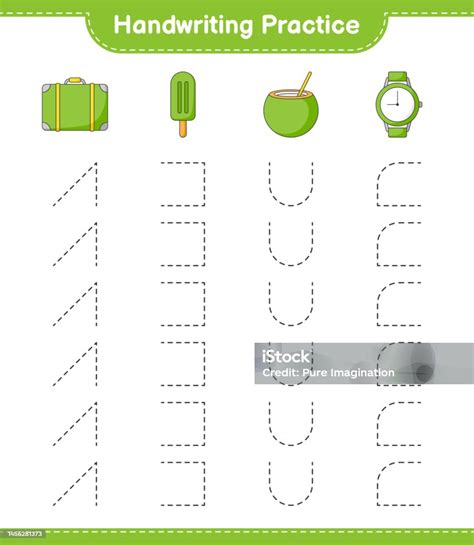 필기 연습 수하물 아이스크림 코코넛 및 시계의 추적 라인 교육 어린이 게임 인쇄 워크시트 벡터 일러스트 레이 션 0명에 대한 스톡 벡터 아트 및 기타 이미지 Istock