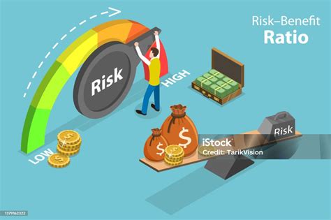 3d Isometrik Vektor Datar Ilustrasi Konseptual Rasio Manfaat Risiko