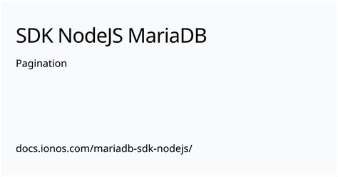 Pagination Sdk Nodejs Mariadb