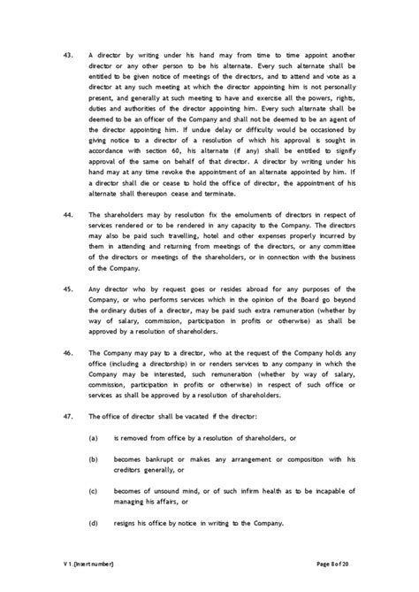 Articles Of Association Template In Word And Pdf Formats Page 8 Of 20