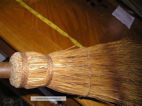 Vintage Whisk Straw Broom Wood Handle Farmhouse Fireplace Hearth Primitive