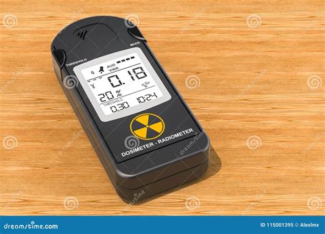 Gamma Radiation Personal Dosimeter On The Wooden Table 3d Rendering