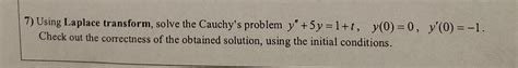 solved 7 using laplace transform solve the cauchy s