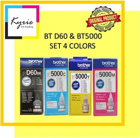 Brother Bt5000 And Bt D60 Set Original Ink Bottle Black Cyan Yellow