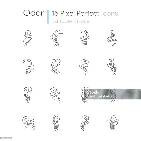 냄새 픽셀 완벽한 선형 아이콘 세트 좋은 나쁜 냄새 심장 모양 냄새 유체 향수 향기 사용자 정의 가능한 얇은 선 윤곽 기호 격리된 벡터 개요 그림입니다 편집 가능한 스트로크