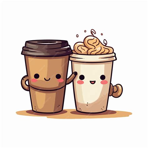 A Cartoon Illustration Of A Coffee Cup And A Cute Face Premium Ai