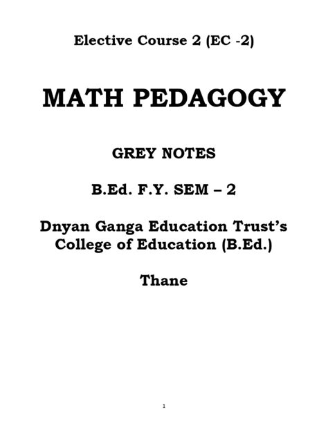 Maths Pedagogy Notes Pdf Mathematics Knowledge