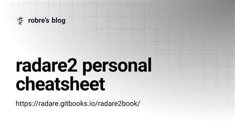 Radare2 Personal Cheatsheet Robres Blog