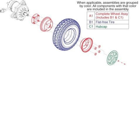 Jazzy Select 6 Complete Wheel Assembly Whlasmb1728