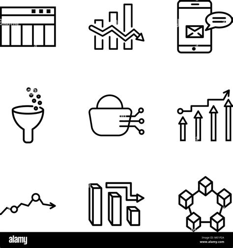 Set Of Simple Editable Icons Such As Data Interconnected D Data Analytics Bars Missing Data