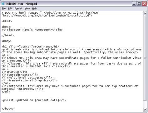 This Is An Example Of A Web Page Being Still Put Togehter Using Windows Notepad That Will Create