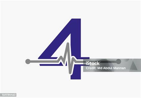 편지 4 의료 또는 건강 기호를 위한 하트비트 로고 의료 로고 템플릿 디자인 개념에 대한 스톡 벡터 아트 및 기타 이미지 개념 건강 진단 건강관리와 의술 Istock