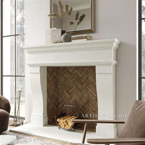 Artisan Kraft Nova French Cast Stone Fireplace Surround With Beveled
