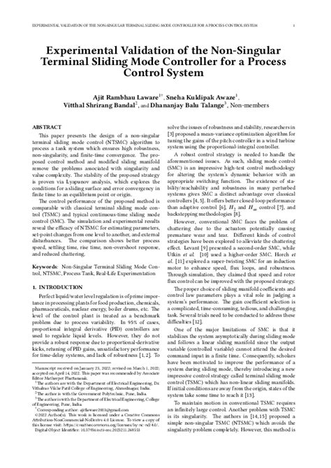 pdf experimental validation of the non singular terminal sliding mode