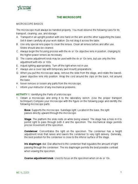 The Microscope Pdf Angular Resolution Laboratory Techniques