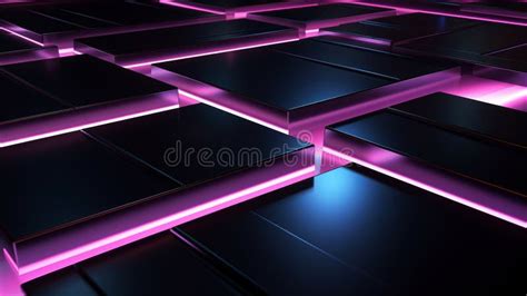 Abstract Technology Background Square Composition With Glowing Lines Stock Illustration