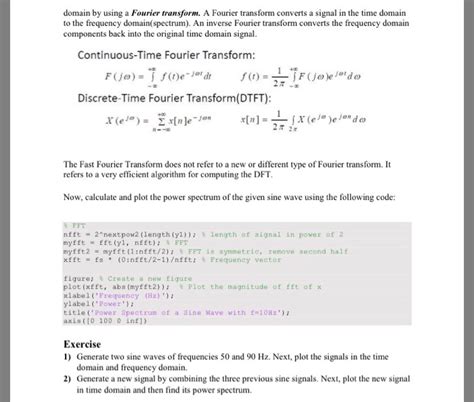 Solved Signal Processing Fast Fourier Transform Sine Chegg