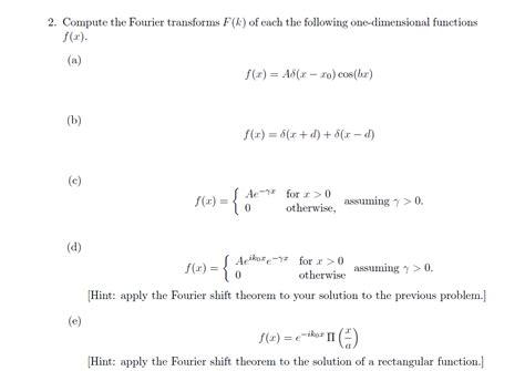 Solved 2 Compute The Fourier Transforms Fk Of Each The