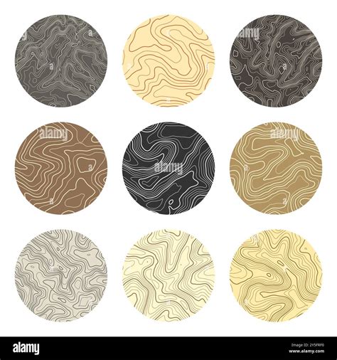 Colorful Topographic Map With Contour Lines Geographic Terrain Grid Relief Height Elevation