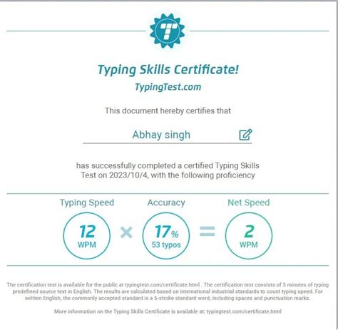 Abhay Singh On Linkedin Typing Skill Certificate