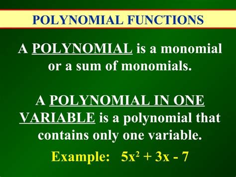Introduction To Polynomial Functions Pptx