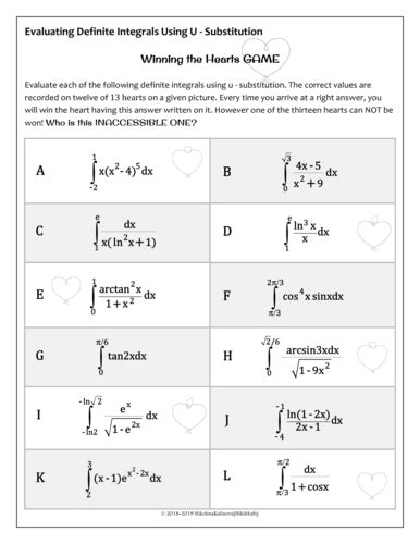 evaluating integrals using u substitution win the hearts matching
