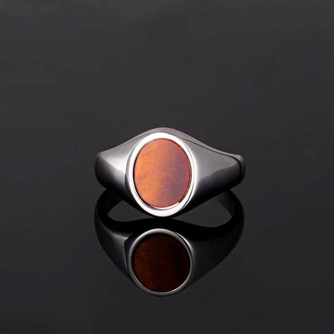 18k Gold Signet Ring Red Tigers Eye Ring For Men Tigers Eye Pinky
