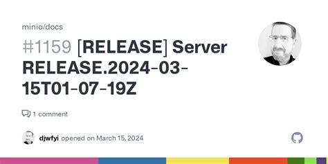 Release Server Release2024 03 15t01 07 19z · Issue 1159 · Minio