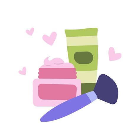 Premium Vector Simple Flat Illustration With A Set Of Cosmetics For