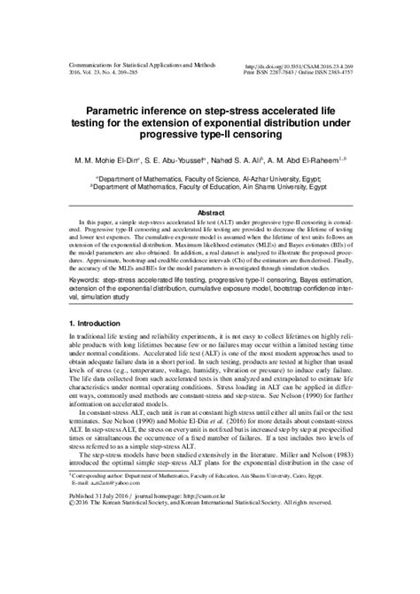 Pdf Step Stress Accelerated Life Testing